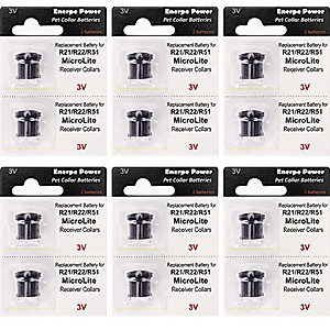 Enerpe R21 R22 R51 and Microlite Replacement Battery High Capacity Compatible with Invisible Fence Receiver Collars 12-Pack