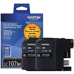 Brother Super High Yield Black Ink Dual Pack (2 Pack of OEM# LC107BK) (2 x 1,200 Yield)