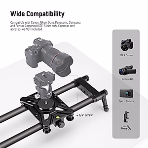NEEWER 31.5 inches / 80 cm Carbon Fibre Camera Slider, Dolly with Thicker Tube and More Stable Support, 4 Precise Smooth Bearings and Levelling for DSLR Camera Camcorder, max Load 8 kg, CS80 cm