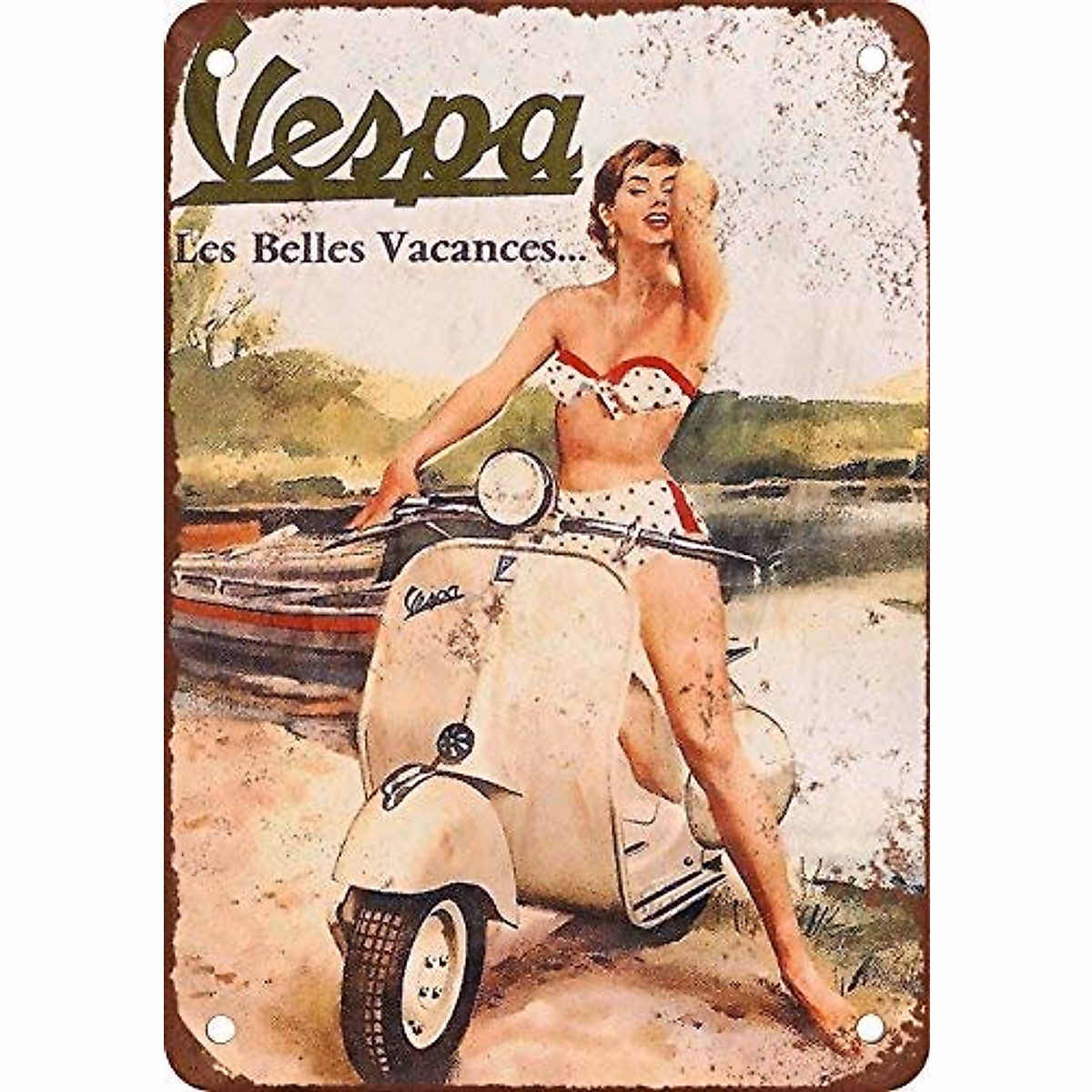 Vespa Scooters Vintage Reproduction Metal Tin Sign 8X12 Inches