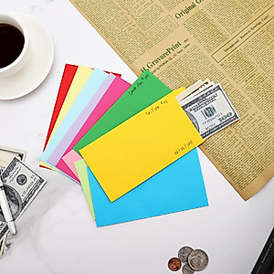 100 Pack Colorful Cash Envelopes 6.7x3.5 Fit for 100 Envelope Money Saving Challenge, Large Money Envelopes for Cash, Budgeting, Check, Coin, Tickets, Jewelry, small items & collectables