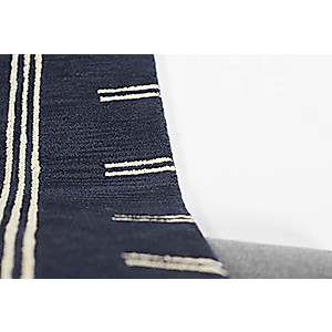 Momeni Simba Wool Hand Tufted Contemporary Indoor Area Rug, Navy, 2'6" X 8' Runner