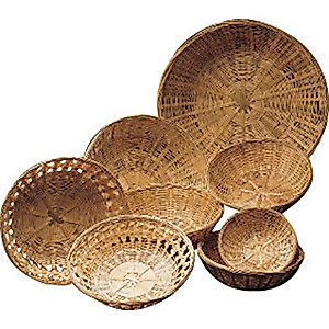 Bamboo Gift Basket Closed Weave Natural - 6"Dia x 2 1/2"H