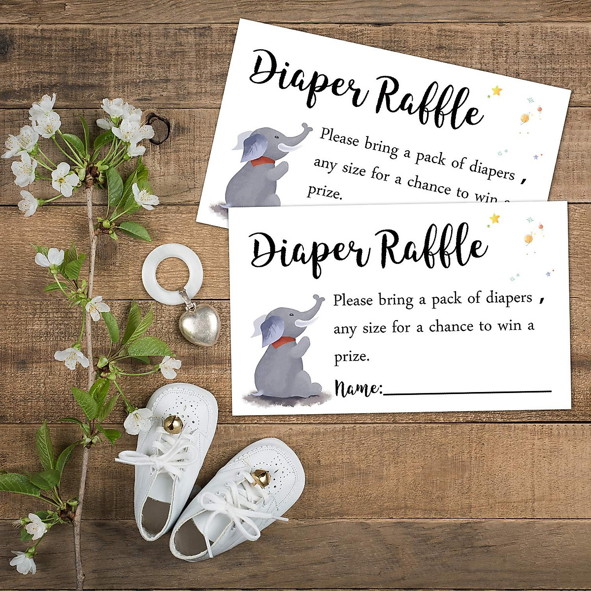 50 Count Elephant Diaper Raffle Tickets for Baby Shower Boy Baby Shower Game Baby Shower Diaper Raffle Tickets.