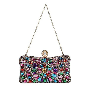 SUKUTU Women Rhinestone Evening Bag MultiColored Dazzling Crystal Clutch Bag Party Bridal Wedding Cocktail Handbag