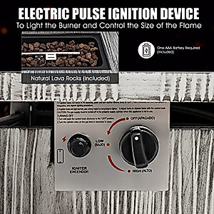 HAPPYGRILL 43 Inches Outdoor Propane Fire Pit Table, 50,000 BTU Gas Fire Pit Table with Lid, Protective Cover and Lava Rocks, Pulse Ignition Gas Fire Table for Backyard Garden Patio, CSA Certification