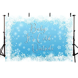 ABLIN 8x6ft Baby It's Cold Outside Backdrop Winter Baby Shower Party Decorations Snowflakes Ice Blue Wonderland Photo Background Snowfall Banner Photo Shoot Props