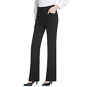 Tapata Women's Bootcut Dress Pants 28"/30"/32"/34" Work Pants with Pockets Stretchy Slacks Business Casual Pants Tall/Long/Petite/Regular, 30" Black, XL