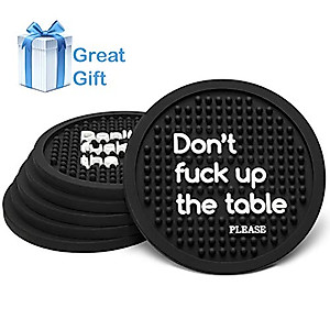 CAPLORD Table Coasters for Drinks Absorbent Coasters Non Slip Black Silicone Cute Coffee Drink Coaster Set of 6 Pack Outdoor Coasters for Coffee Table, Glow in The Dark Costers, Man Cave Gifts