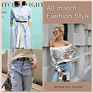 SUOSDEY Fashion Belts for Women Black Leather Belt for Jeans Dress Pants with Round Silver Buckle…