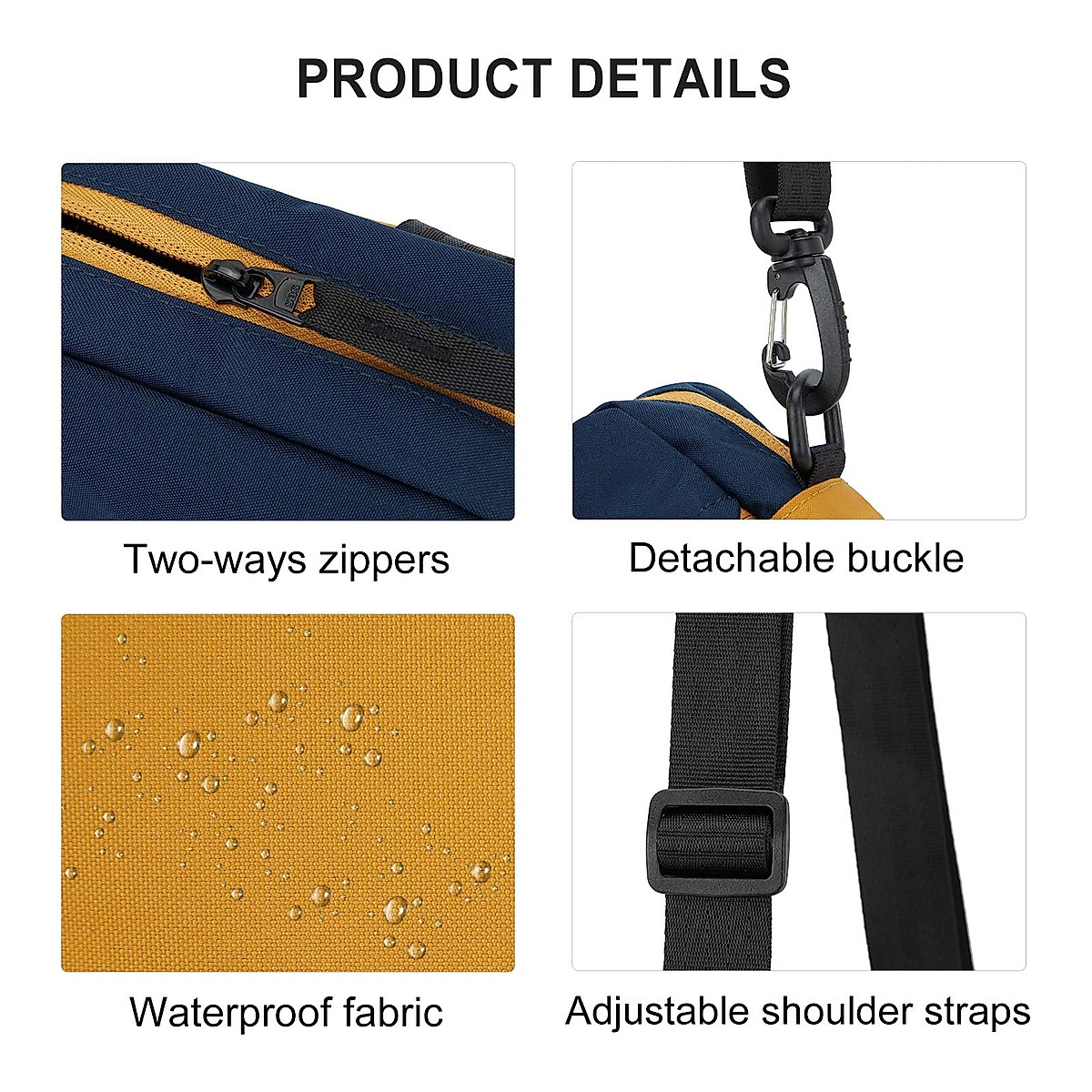 SEAFEW Yellow Crossbody Bag Small Shoulder Bag for Men Travel Wallet Passport Holder with Headphone Position, Mini Satchel for Daily Use