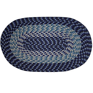 Better Trends Braided Rug, Alpine Braid Collection - Durable, Stain Resistant, Reversible Indoor Utility Rug, 100% Polypropylene Rug, Vibrant Color Rug, 20" x 30" Oval Rug, Navy Stripe Rug