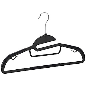 Amazon Basics Non-slip Heavy Duty Plastic Hanger with Rubber and Horizontal Bar, 50-Pack, Gray