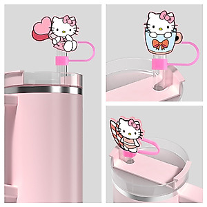 10 mm Straw Toppers for Stanley Cup, 6 Pcs Cartoon Straw Cover Cap for Stanley Tumbler, Reusable Cute Straw Covers for Stanley 30 Oz 40 Oz