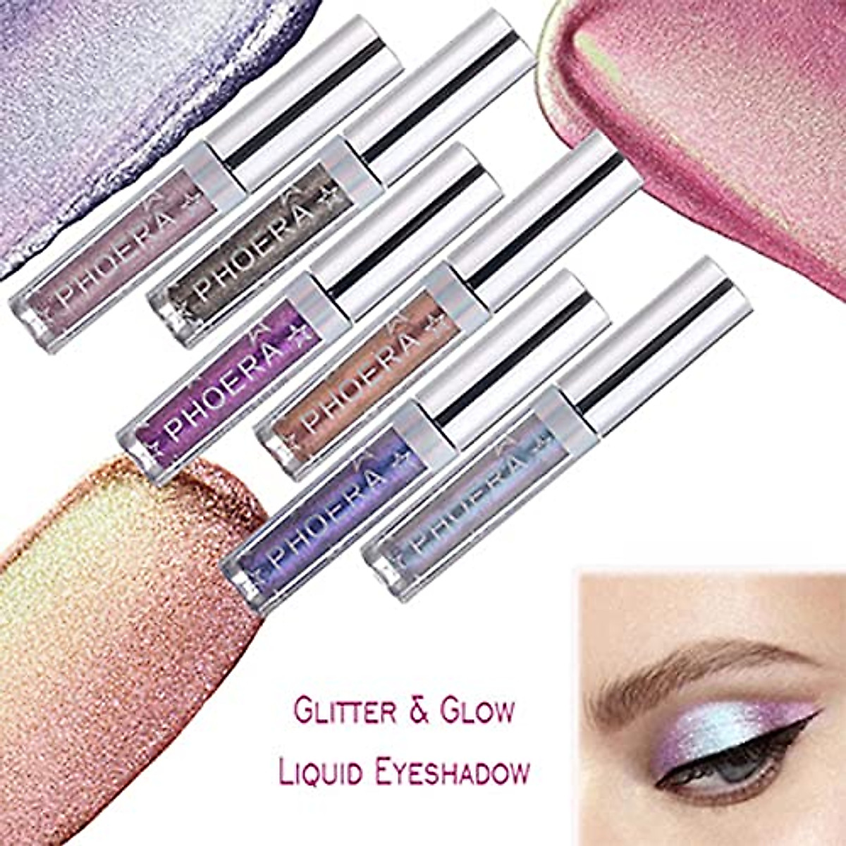 Erinde Liquid Glitter Eyeshadow - Shimmer Sparkle Eye Shadow, Long Lasting, Waterproof, Shining Eyeshadow, Metallic Glow Shiny Eye Shadow Pen, Create Sparkling Eye Makeup (106#Rose Gold)