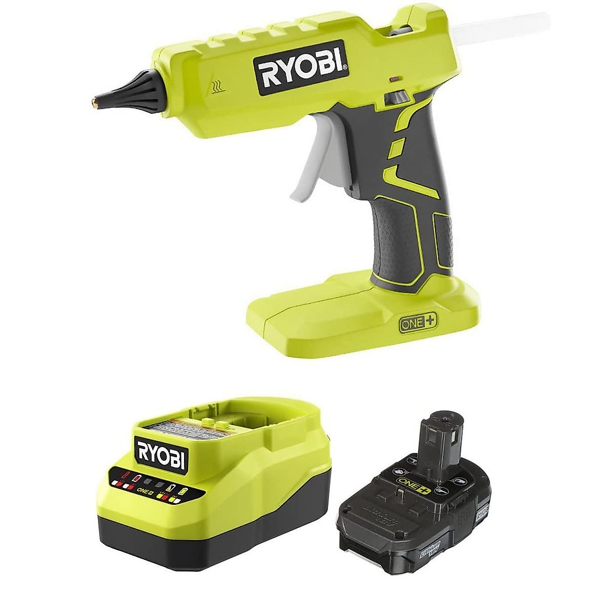 Ryobi 18-Volt ONE+ Cordless Full Size Glue Gun with Charger and 18-Volt ONE+ Lithium-Ion Battery (Bundle)