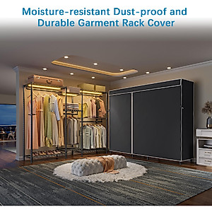 VIPEK V6L Covered Garment Rack Heavy Duty Clothes Rack with Cover and Dimmable LED Lights, Portable Closet Wardrobe Freestanding Clothing Rack for Hanging Clothes, Black Closet Rack with Black Cover