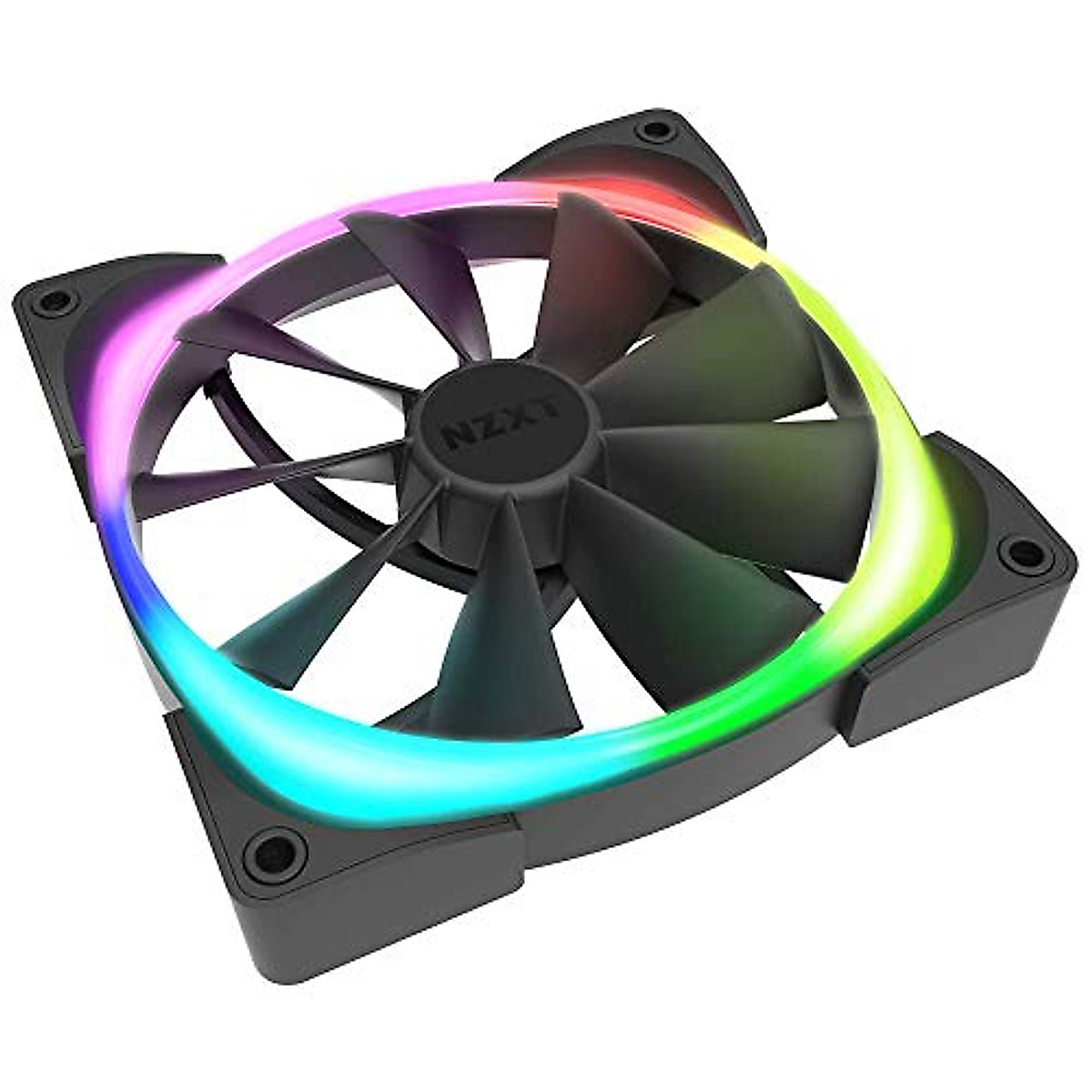 NZXT AER RGB 2 - HF-28140-B1 - 140mm - Advanced Lighting Customizations - Winglet Tips - Fluid Dynamic Bearing - LED RGB PWM Fan for Hue 2 - Single (HUE2 Lighting Controller Not Included)