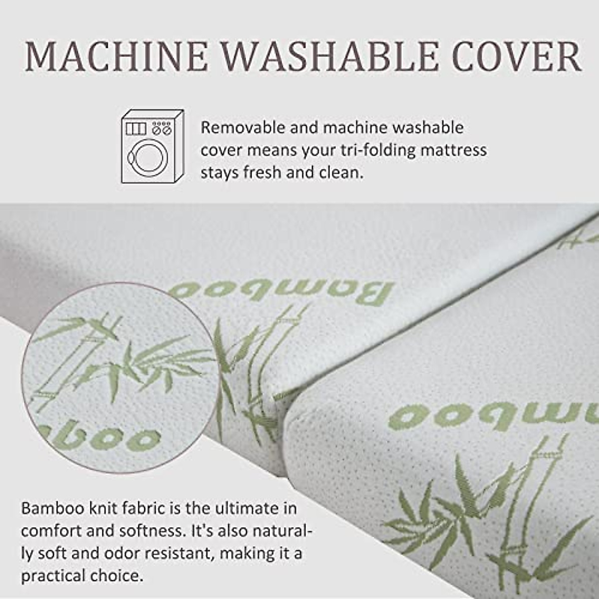 SINWEEK Memory Foam Folding Mattress with Storage Bag, 4 Inch Foldable Mattress Trifold Mattress Topper, CertiPUR-US Certified Floor Mattress Guest Bed with Bamboo Cover &Waterproof Lining