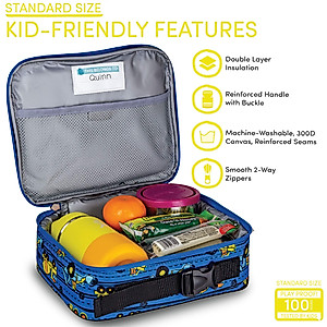 Lone Cone Kids' Insulated Lunch Box - Fun Patterns for Boys and Girls, Construction Monsters, Standard
