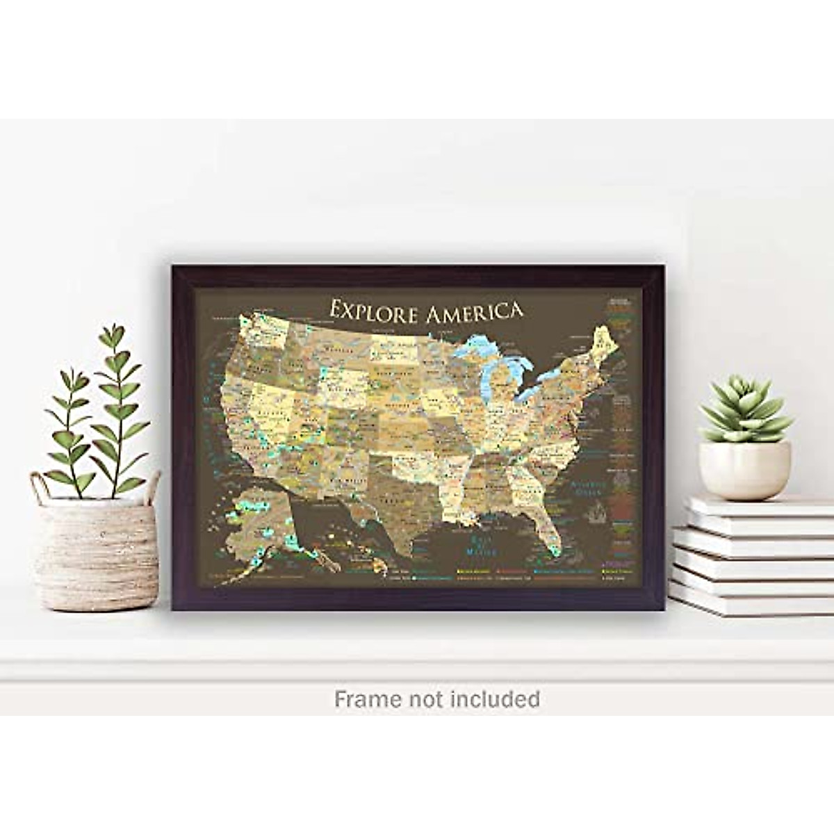National Parks Map Poster with USA Travel Destinations (24W x 16H inches)