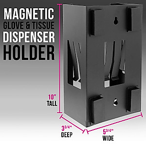 TCP Global Magnetic Glove and Tissue Dispenser Holder - Holds Boxes of Gloves, Towels, Wipes, Tissues - Mount onto a Tool Box or in Garages, Workshops and Kitchens