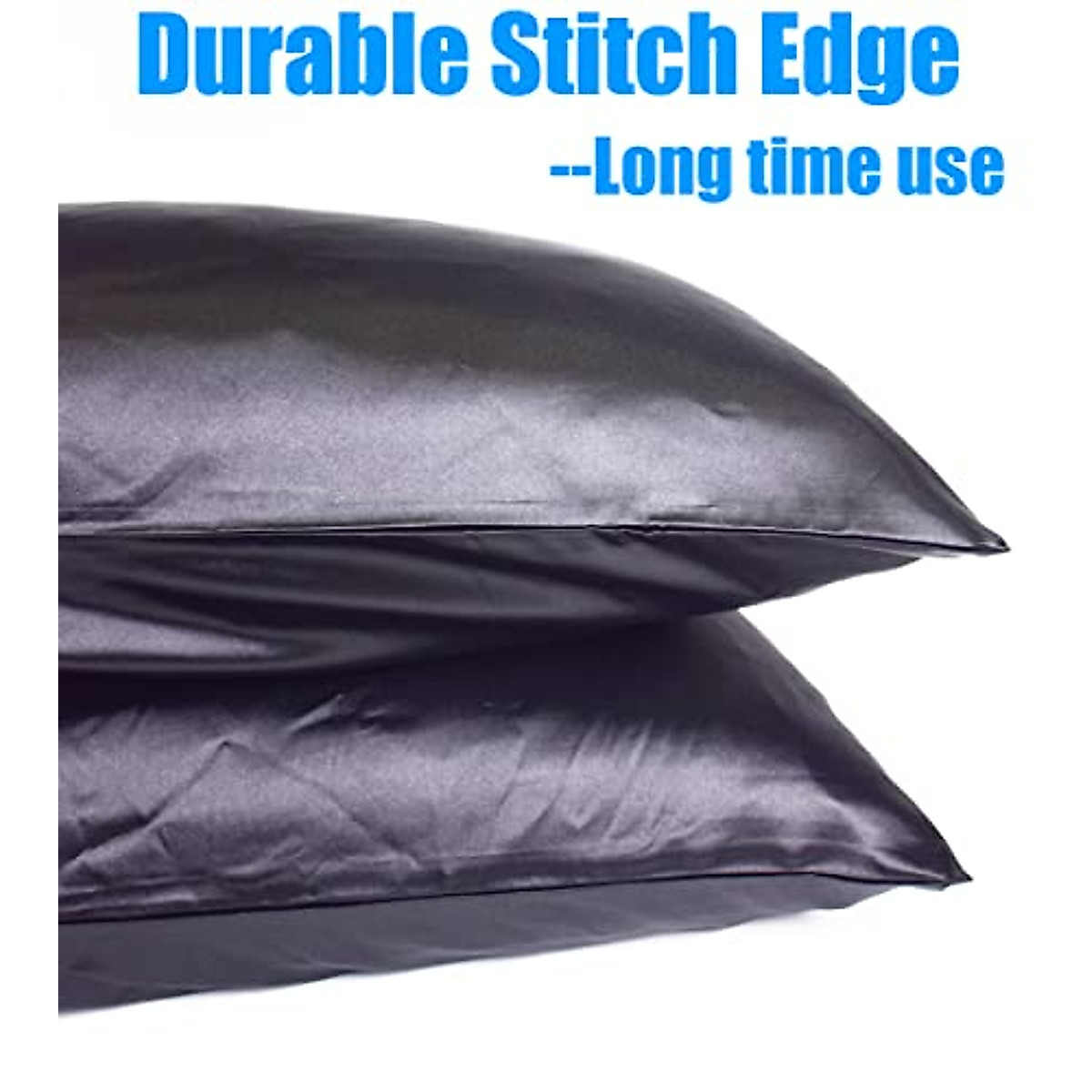 Satin Pillowcase for Hair and Skin, Black Pillow Case Set of 2, Standard, Queen, King Size Satin Pillowcases, Silk Pillow Cases with Envelope Closure (Standard 20X26 Inch, Black)