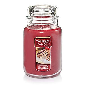 Yankee Candle Sparkling Cinnamon Scented & MidSummer's Night Scented, Classic 22oz Large Jar Single Wick Candle, Over 110 Hours of Burn Time