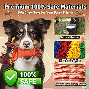 BIKIISEN Squeaky Dog Toys for Aggressive Chewers for Large Dogs, Interactive Dog Chew Toys to Keep Them Busy, Indestructible Squeaky Dog Toys, Tough Dog Toys for Medium/Large Dogs (Red)