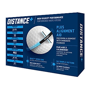 TaylorMade 2021 TaylorMade Distance+ Dozen Golf Balls, White (1 box with four lines of 3 balls each, 12 golf balls in total)