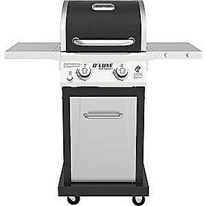 Nexgrill 720-0864RA Premium 2 Burner Propane Barbecue Gas Grill, Outdoor Cooking, Patio, Garden Barbecue Grill, 28000 BTUs, Foldable Side Table, with Full Stainless Steel Control panel