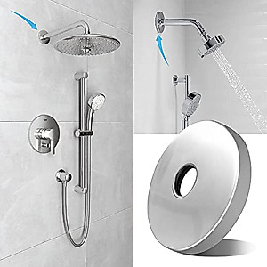 Shower Escutcheon Plate, Shower Flange Cover - Modern Shower Arm Flange 3.5” Extra Large | Universal Escutcheon Brushed Stainless Steel Replacement Cover Plate, Fits Standard 1/2" shower Pipes