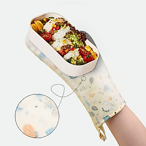 Professional Silicone Oven Mitts,Heat Resistant Waterproof Gloves, Anti-scalding Chef Cooking and Baking Pothholders, Flexible Oven Gloves with Quilted Liner,1 Pair, 11.6 Inch (Dinosaur)