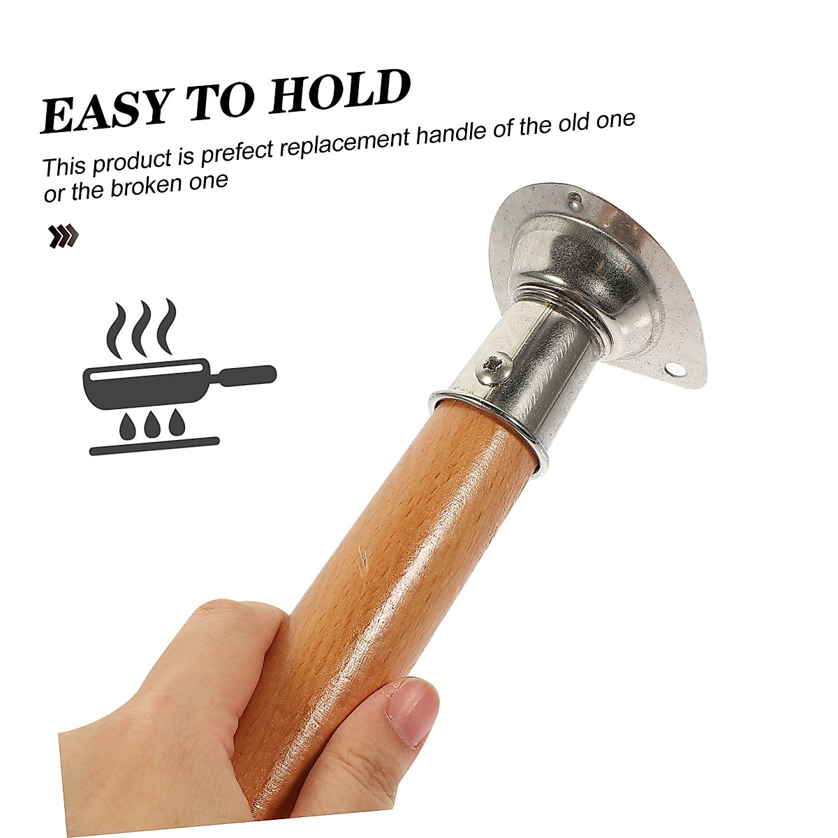 HANABASS Snow Pan with Wooden Handle Skillet Stainless Griddle Japanese Frying Pot Fry Pan Handle Replacement Universal Pot Replacement Cookware Handle Wok Handle Pot Grip 2pcs