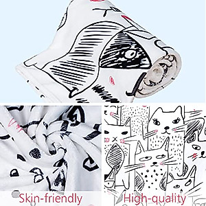 BQH Cat Throw Blanket for Cat Lovers Cute Blankets Cat Plush Blanket Cat Blanket for Women Cat Themed Gifts for Women (50 * 60inchs,NewCat6)…