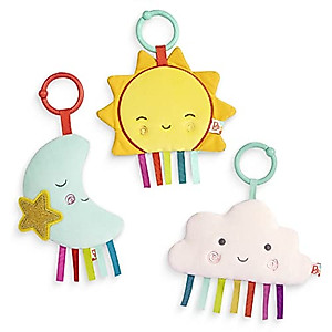 B. baby – 3 Sensory Baby Toys – Crinkle Toys For Newborns, Infants – Hanging Toys For Car Seat, Stroller, Crib – Sun, Cloud, Moon – 0 Months + – Crinkly Wonders