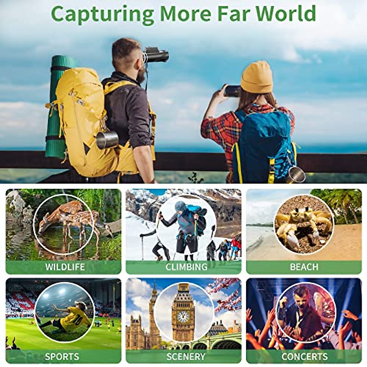 80x100 HD Monocular Telescope, Dawdory High Power Monocular for Adults with Smartphone Adapter & Tripod, Night Vision Monocular for Hunting Star Watching Bird Watching Wildlife Camping Hiking (Black)