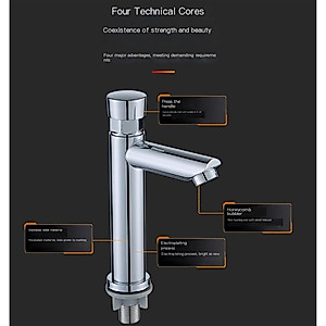 WPBLOVESHOP Water Saver Faucet Plated Self Closing Metering Faucet Public Time Delay Faucet Push Button Taps for Home Kitchen, Bathroom, Hotel(A), 631013