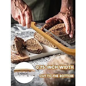 SONKONIA 15.7'' Rubberwood Bread Knife for Homemade Bread, Bread Bow Knife Slicer, Double-Sided Serration for Left & Right-Handed Use, Perfect Sourdough Cutter and Kitchen