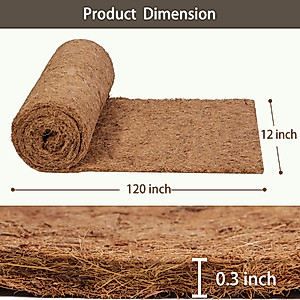 GreatBuddy Coco Liner Roll 120x12 Inch, Natural Coconut Liners for Planters, Thick Coco Fiber Mat for Hanging Basket, Animal Mats and More,Easy to Cut