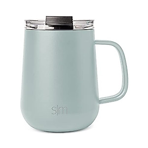 Simple Modern Travel Coffee Mug with Lid and Handle | Reusable Insulated Stainless Steel Coffee Tumbler Tea Cup | Gifts for Women Men Him Her | Voyager Collection | 12oz | Sea Glass Sage