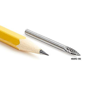 Amana Tool - BURS-190 Solid Carbide Pointed Tree Shape 1/8 Dia x 3/8 x 1/8 Shank Double Cu