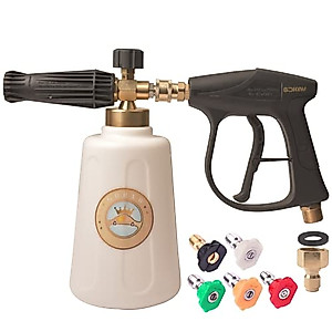 GDHXW 2 Liter Foam Cannon Pressure Washer Gun Heavy Duty Car Foam Blaster Big Mouth Adjustable Snow Foam Lance Thick Foam with 5 Nozzles and Quick Connector