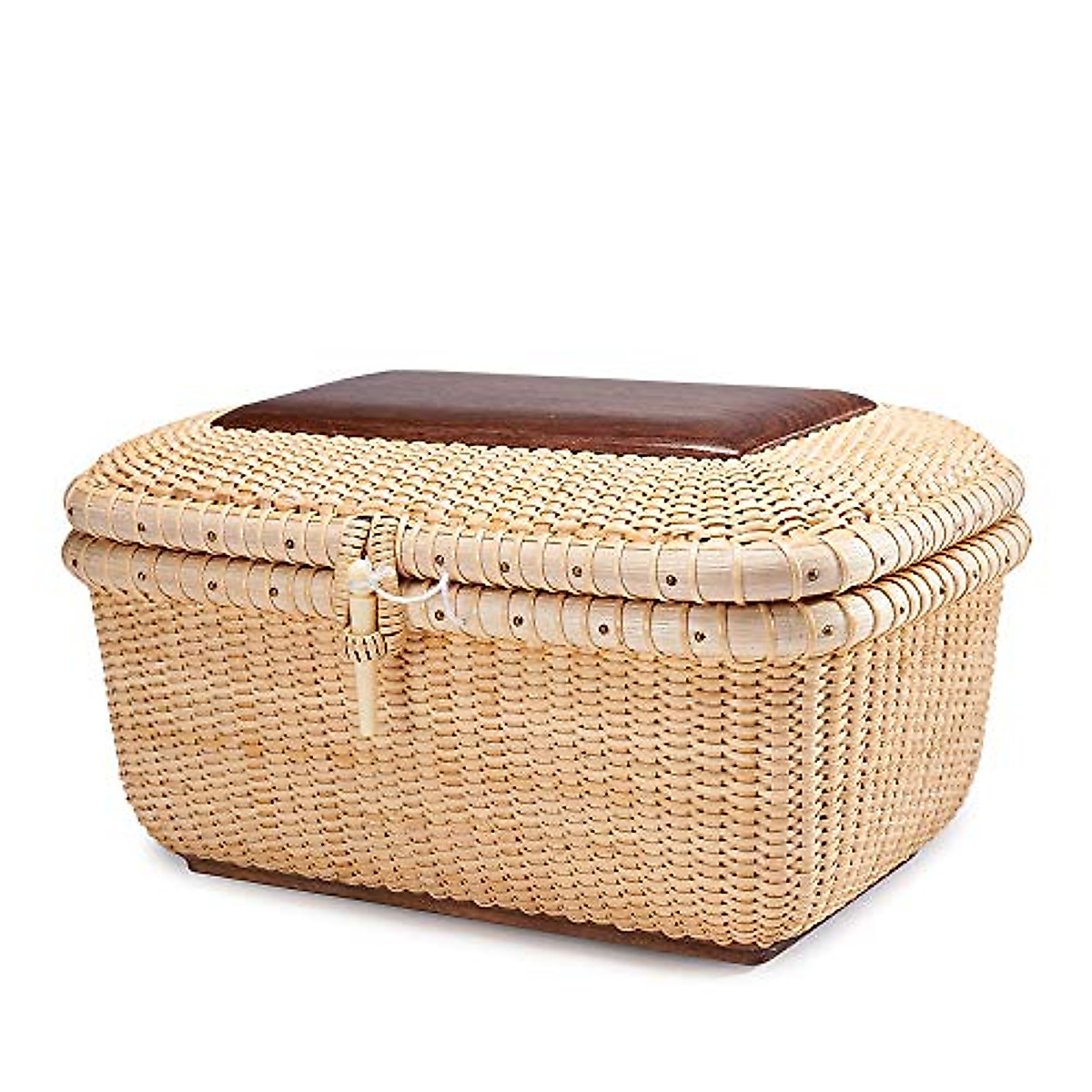 Teng Tian Nantucket baskets Rectangular Handwoven rattan Storage Basket Set with Lid for Shelves and Home Organizer Bins (S)