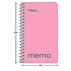 Mead Small Notebook, 12 Pack of Small Spiral Notebook, 3x5 " College Ruled Memo Book Wirebound 60 Sheets, Pastel Colors of Mini pocket memo pad in Bulk pack