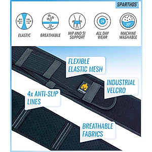 Sparthos Sacroiliac Si Hip Belt [Size Regular - Black] Ice Packs for Injuries [Size Large + Cover]