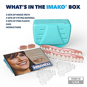 Imako Premium Cosmetic Uppers - 2 Pack - Small, Bleached White - DIY Smile Makeover - Made in USA