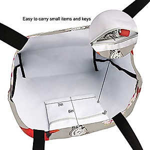 Cardinal And Blooming Cherry Canvas Tote Bag Reusable Grocery Bags Tote Carrying Bag with Handles