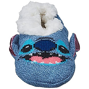 Disney womens Disney Lilo & Stitch Teddy faux fur Slipper Sock, Blue Light, Fits Sock Size 9-11 Fits Shoe Size 4-10.5 US
