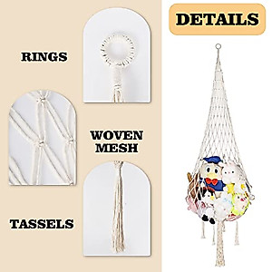 Hircviy Stuffed Animal Net or Hammock Handmade Large Macrame Toy Display Hammock Organizer for Corners, Walls and Ceiling Hanging Plushie Net Toys Holder for Kids Room Boho Storage
